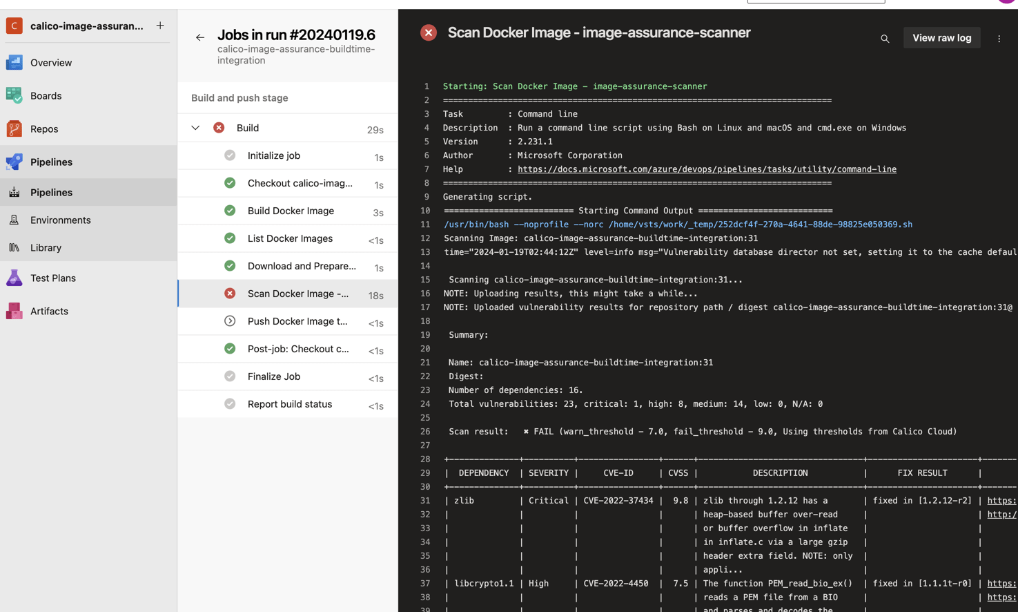 Integrating Calico Image Assurance (Vulnerability Management) with Azure DevOps Build Pipeline ...